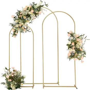 Simple Gold Black Metal Party Arch Photo Zones Backdrop Stand Kit ...