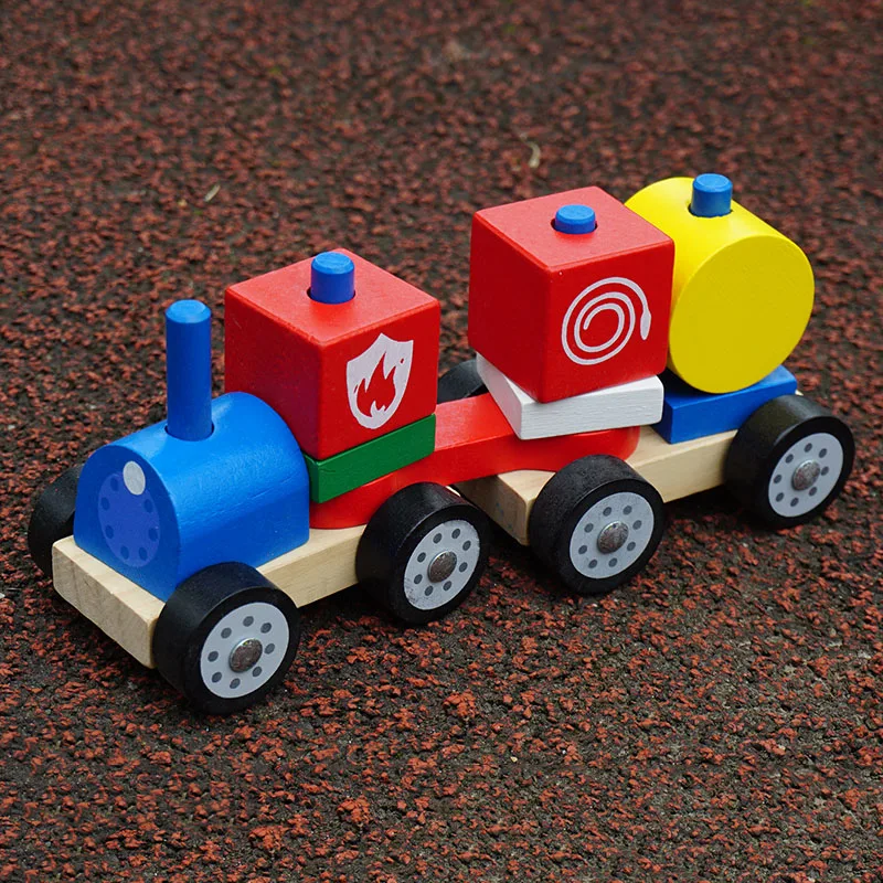 Wooden Stacking Building Blocks Educational Building Puzzle Baby Boys ...