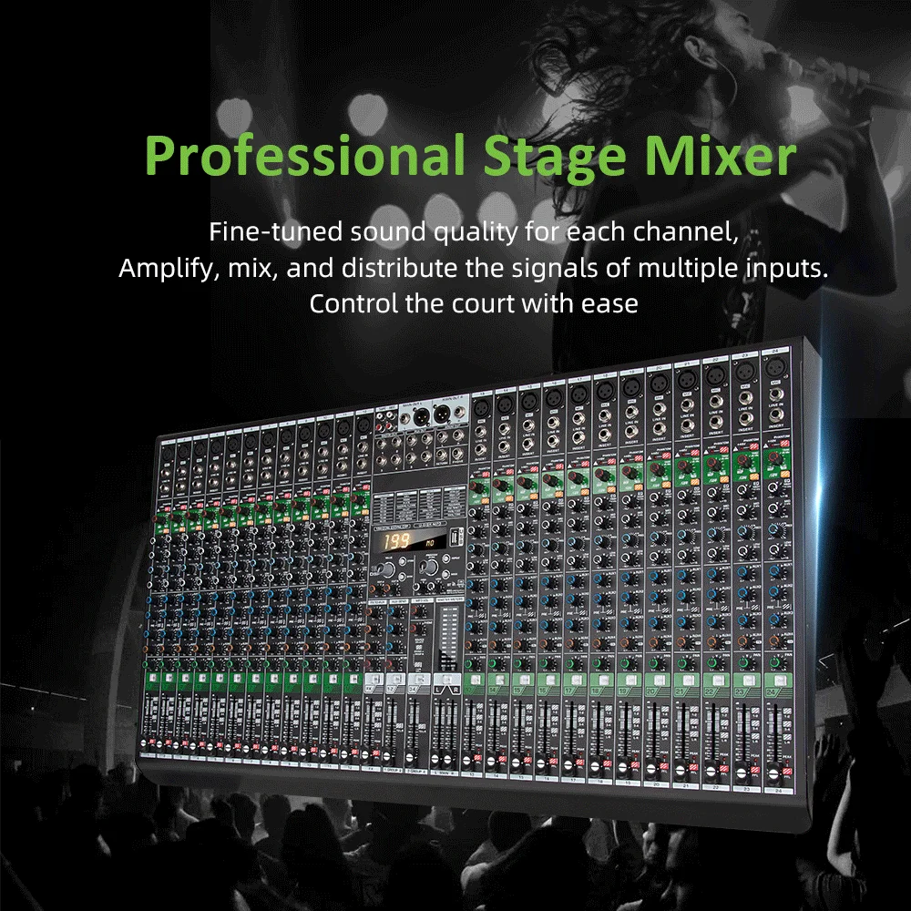 Mqx24 Professional Mixer 24 Channels With Bluetooth+usb+199dps Reverb ...