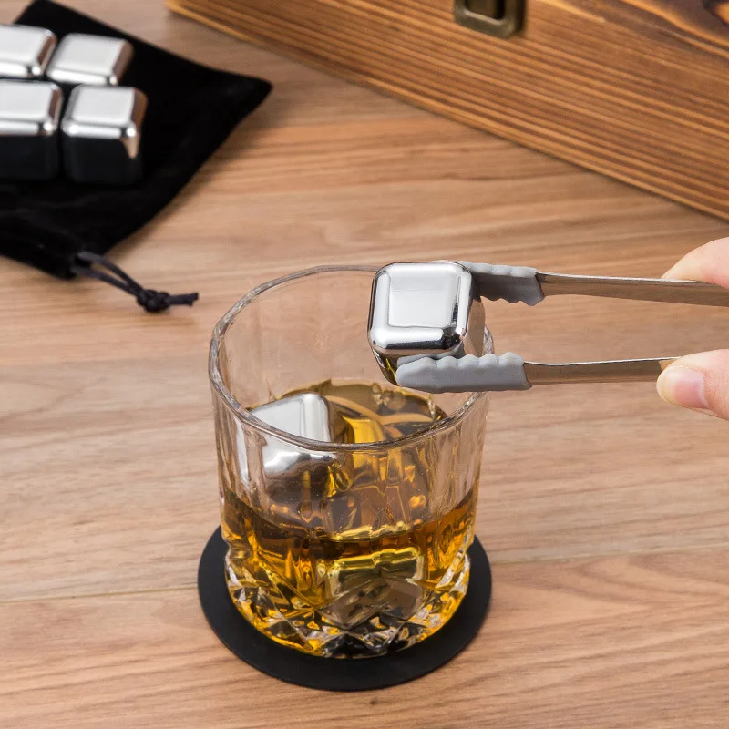 Artisan Crafted Chilling Stones Metal Bourbon Glasses Table Coasters ...