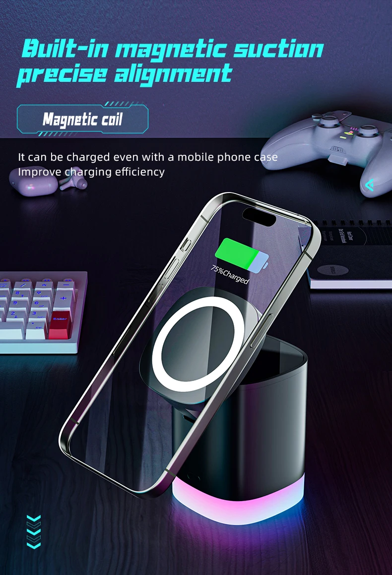 2023 Intelligent Control Multi-function 3 In 1 Wireless Charging Phone ...