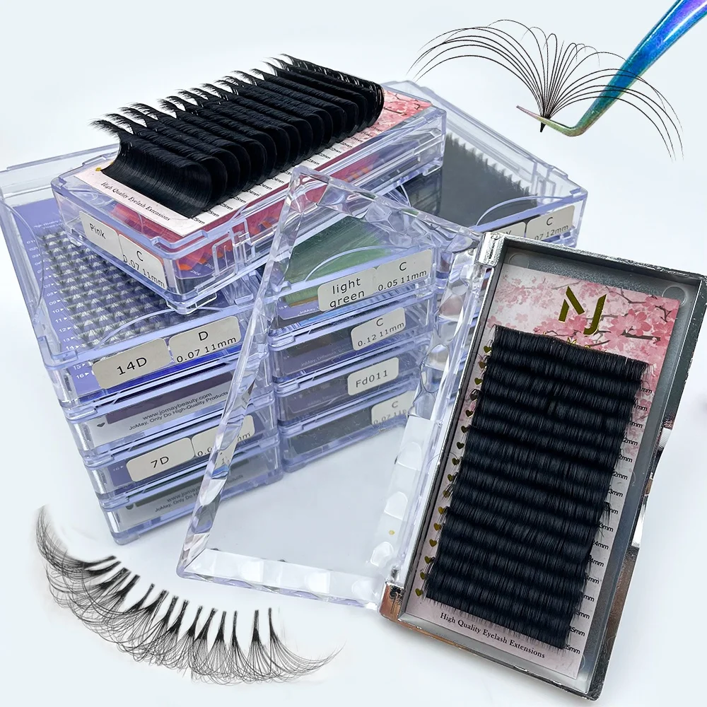 Custom Label Lash Extension Box Easy Fan Lashes Hand Made Dark Matte Volume Cashmere Lash ...