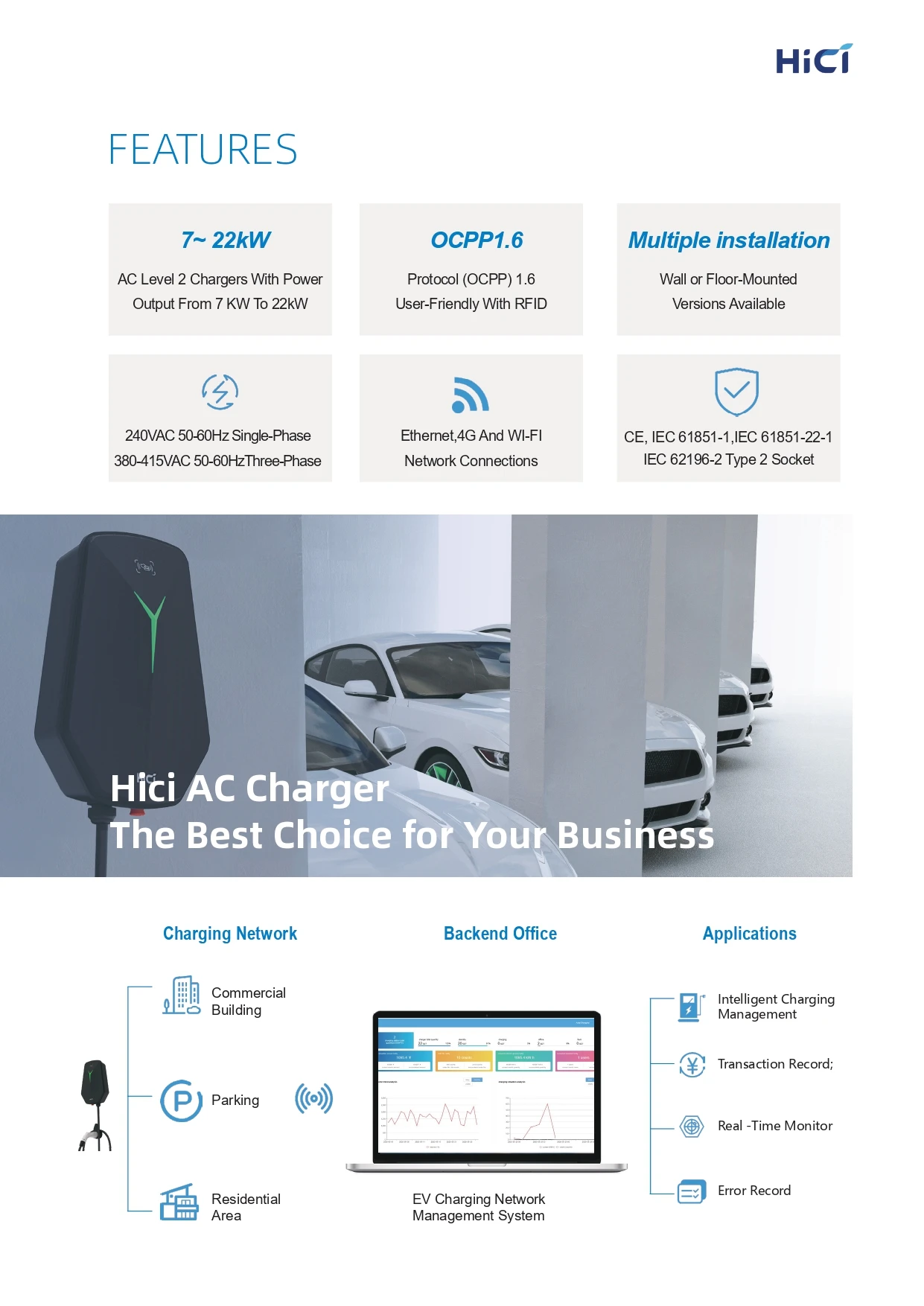 Hici Control With Charing Gun Holder 22Kw Ac Ev Fast Charger Type 2 Evs ...