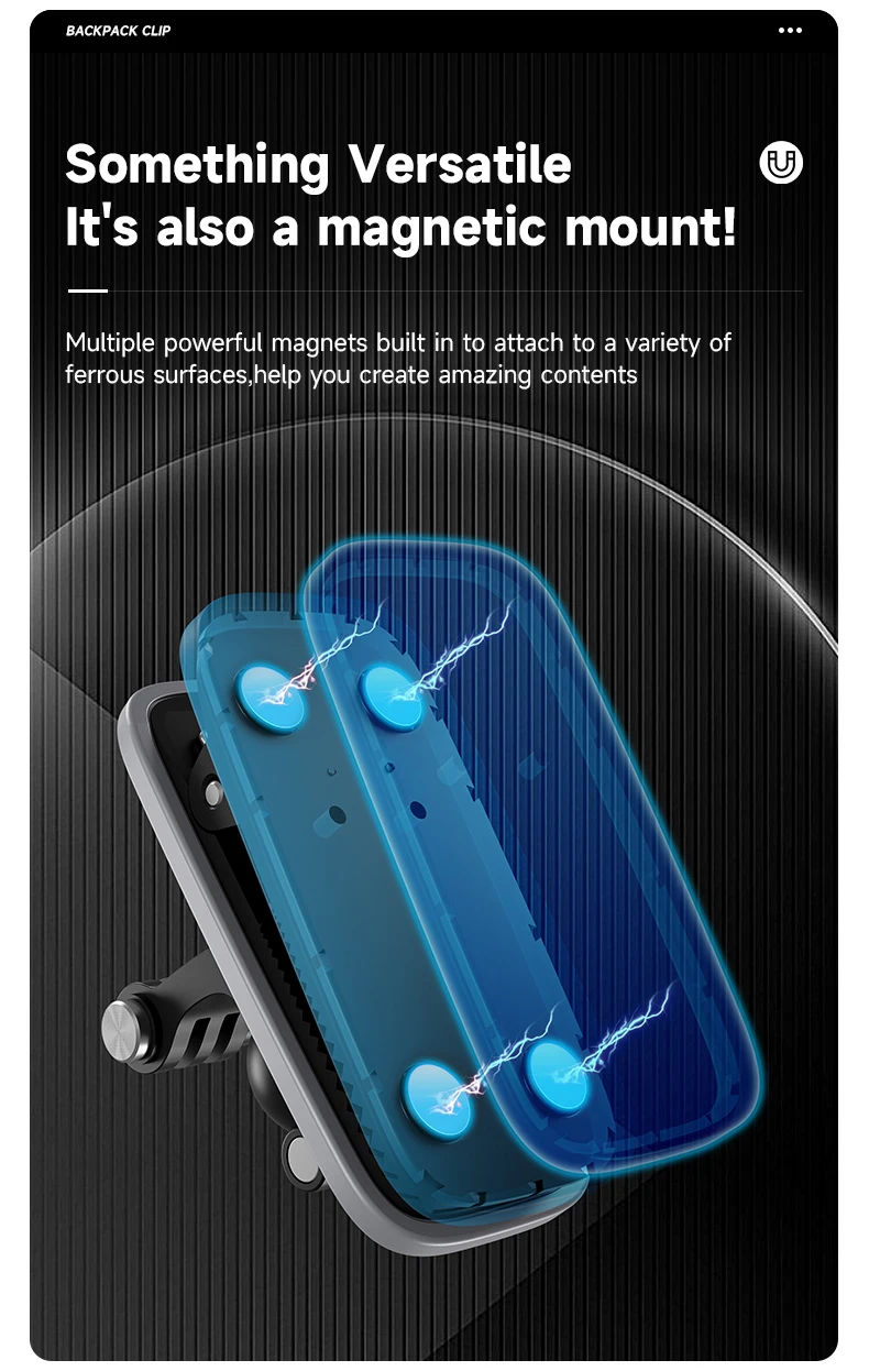 Telesin Magnetic Universal Backpack Clip With 360 Rotary Ball Mount For ...