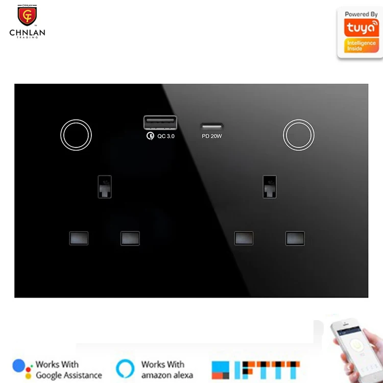 Smart Socket with Touch Glass Panel - British UK Standard