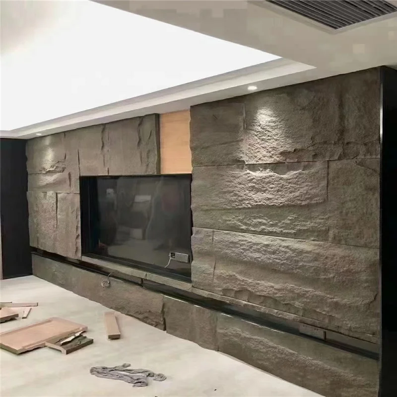 Thin PU Stone Veneer 20mm Faux Stone Light Weight Indoor Decorate ...