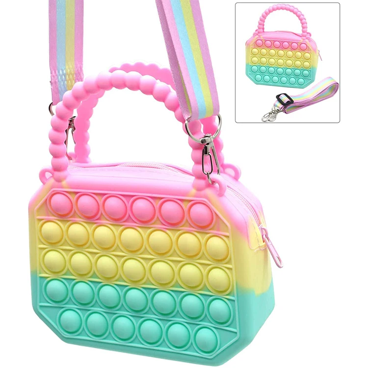 Custom Rainbow Girls Silicone Fidget Toy Bag Stress Relief Fidget ...