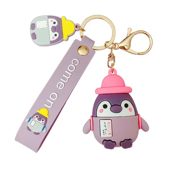 Wholesale Silicone Pvc Cartoon Cute Penguin Keychain For Women Gift Key ...