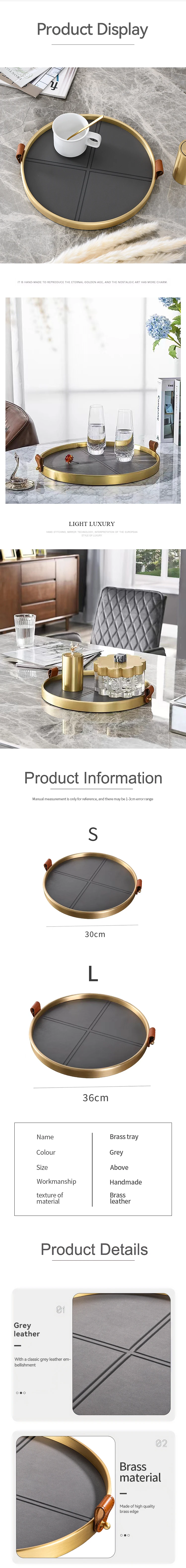 Customised Light Luxury Gold Brass Serving Tray Upscale Metal Hotel ...