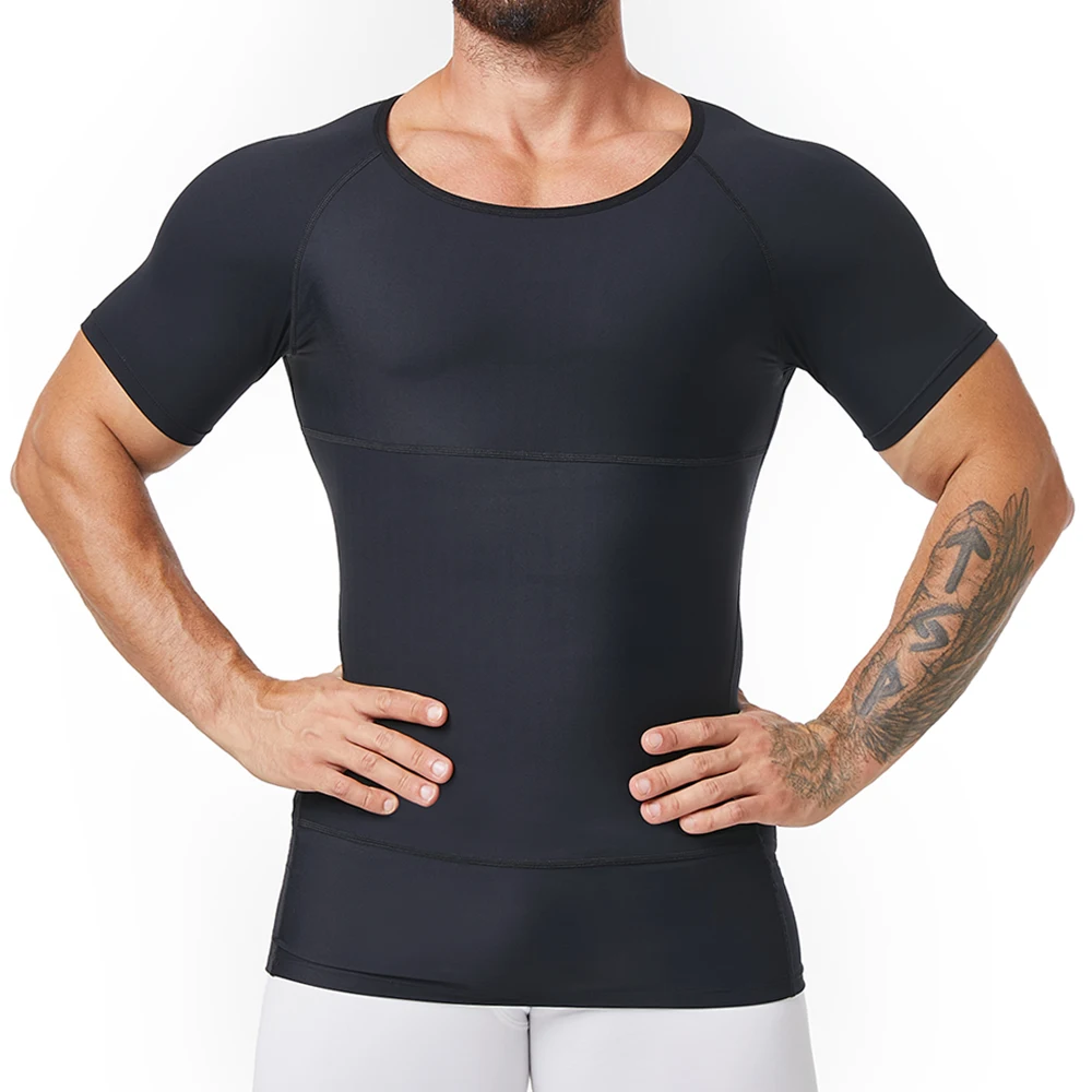 Hide Men Boobs Gynecomastia Compression Shirts Short Sleeve Body Shaper ...