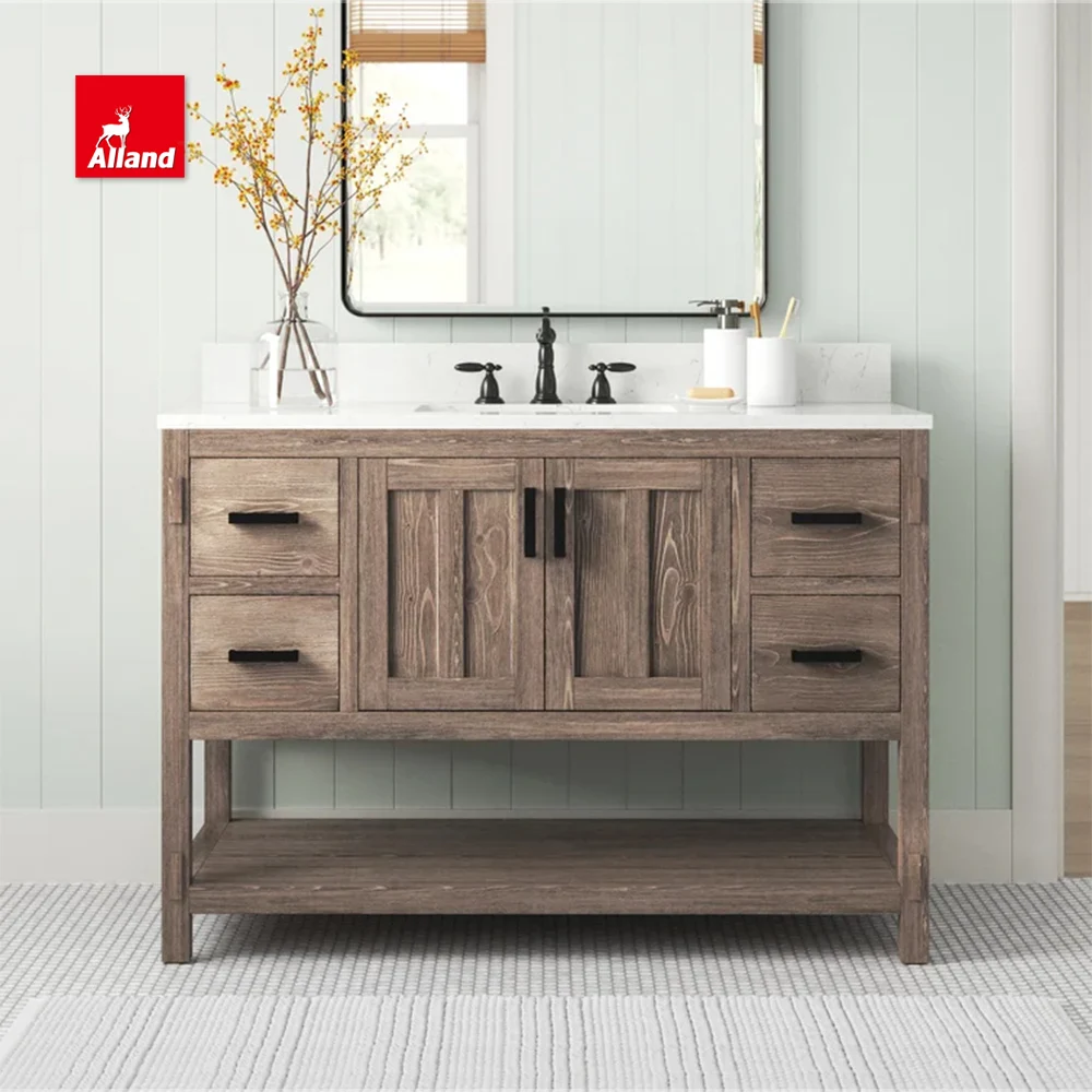 Allandcabinets Brown Stained Solid Oak Wood Design Style Washroom ...