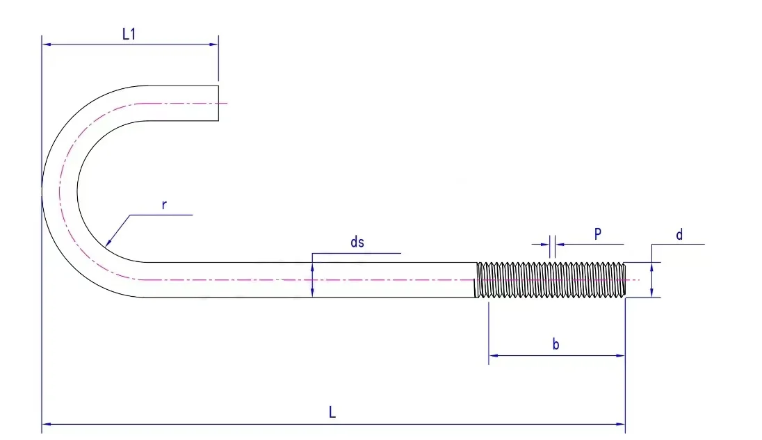 Different Materials J Type Anchor Bolt for Foundation Construction ...