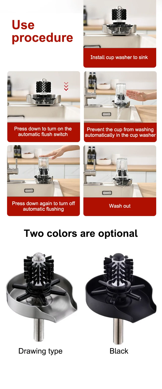 Kitchen Bottle Cleaner High Pressure Spin Stainless Steel Metal ...