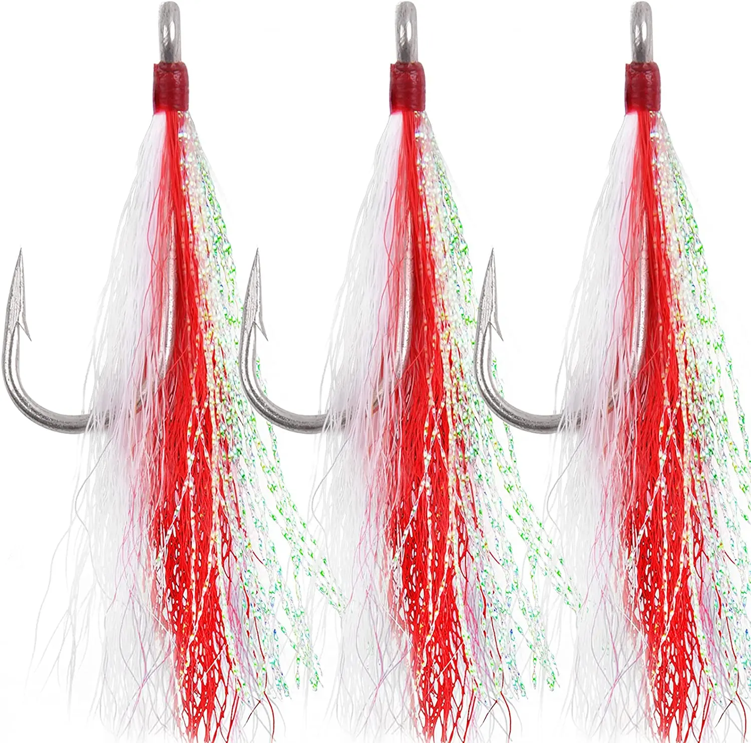 Custom colors red Bucktail Teasers Saltwater Fishing Lures Fluke Rig ...