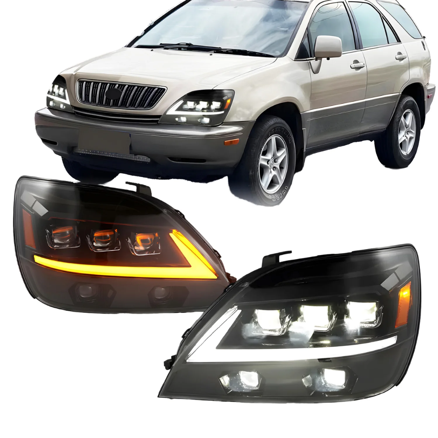 New LED Front Lights Assembly for Lexus RX330 1998-2002 1st Gen 350 ...