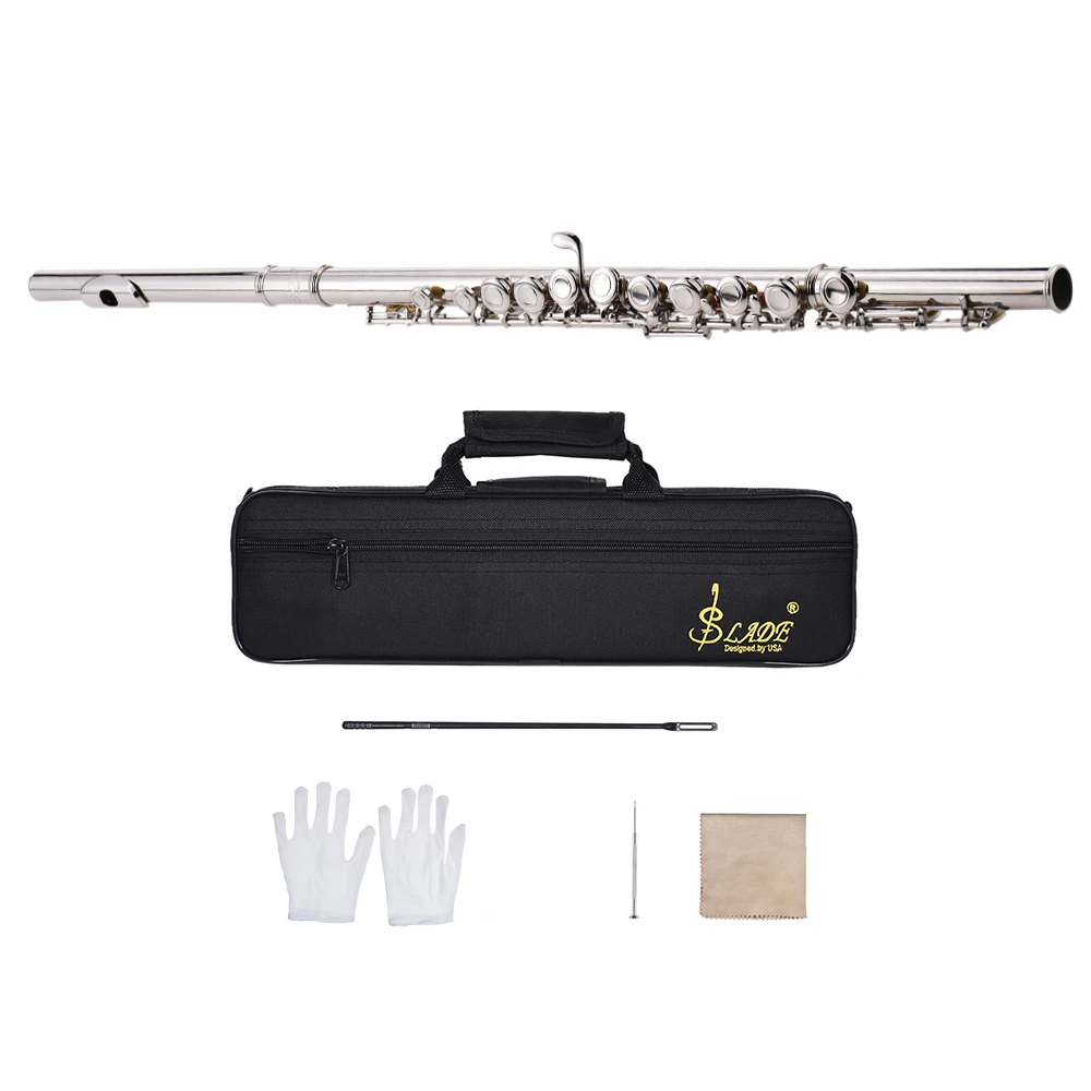 C Key Flutes Closed 16 Hole Flute Nickel Plated Woodwind Instrument for ...