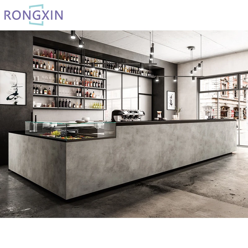 Bubble Tea Coffee Shop Counter Design Display Marble Bar Counter Wooden ...