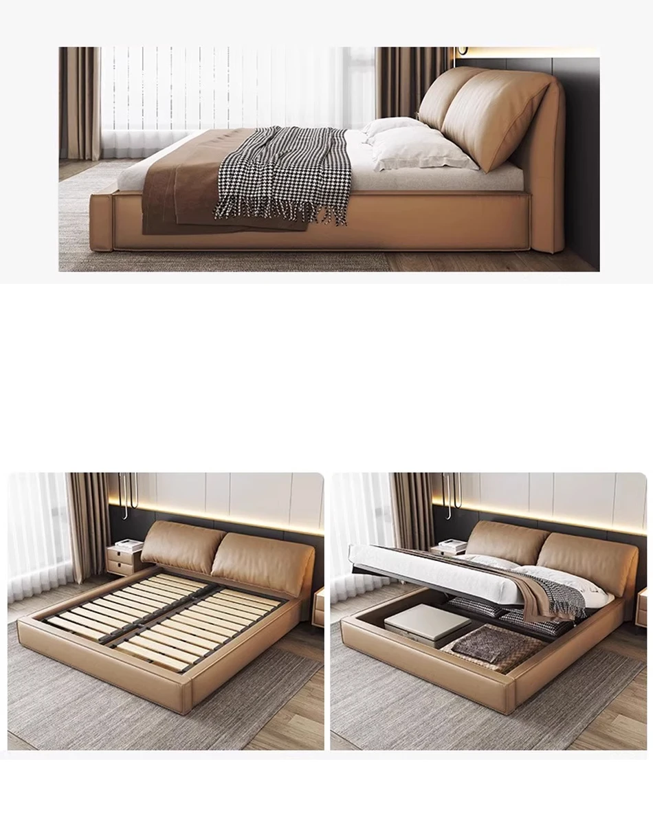 Modern Luxury Bedroom Furniture Bedroom Set King Size Solid Wood Leather Bed Frame| Alibaba.com