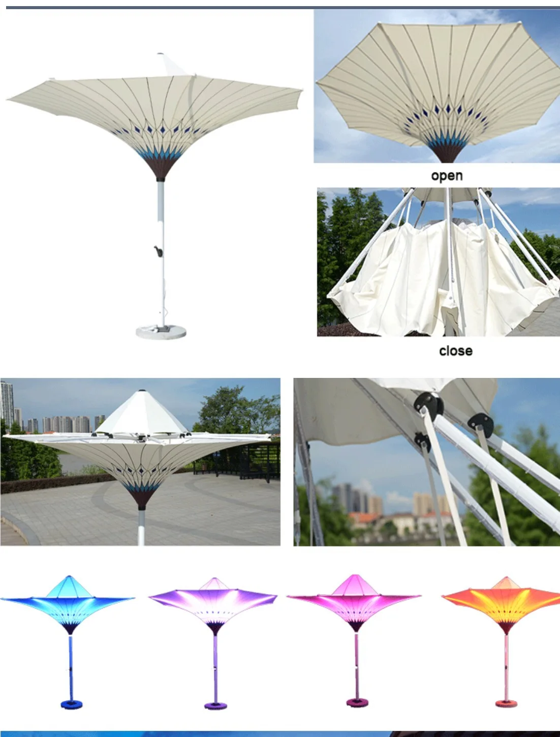 3.5M /6M / 8M Big Heavy Duty Commercial Outdoor Garden Parasol Patio ...
