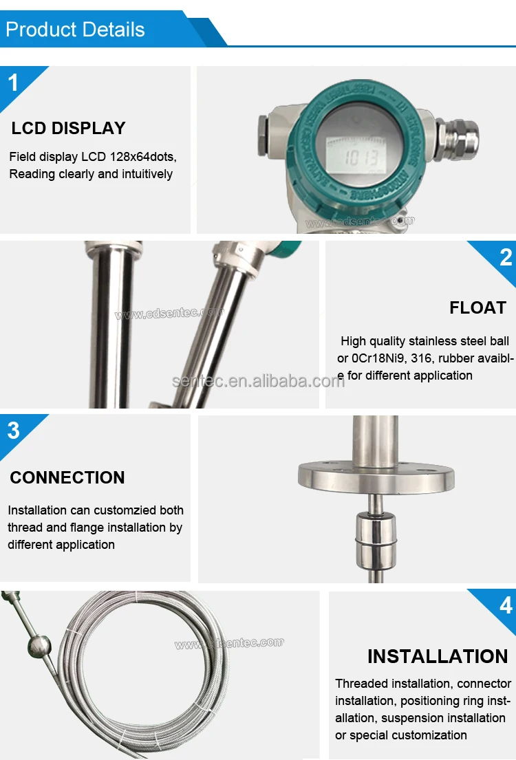 Sente Digital Fuel Tank Level Sensor Gauge Rs485 Magnetostrictive Level ...