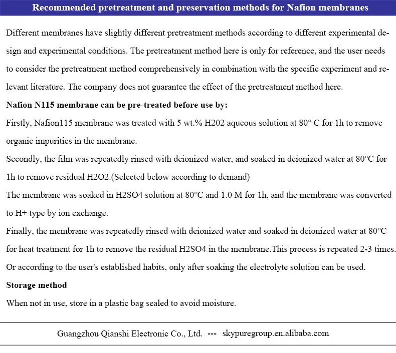 Dupont Proton Exchange Membrane - Nafion N115 N117