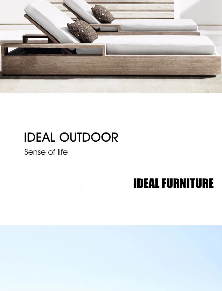 Modern Beach Chair Leisure Outdoor Furniture Sun Bed Wood Pool Beach ...