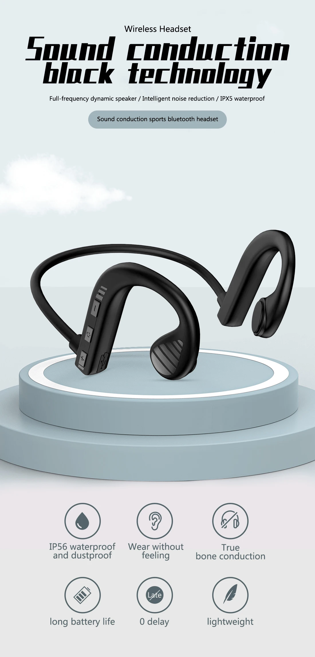 Newly Update Bone Conduction Neckband Headset Original Noise Reduction ...