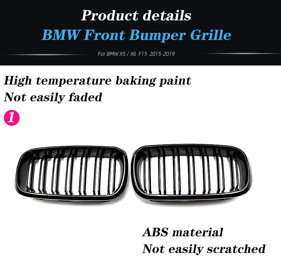 Car Body Parts Front Bumper Grill For Bmw X5/x6 F15 2015-2019 Double ...
