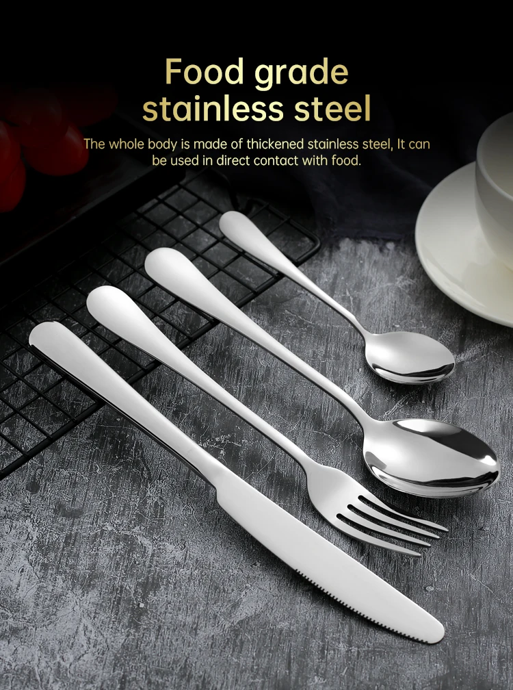 Support Custom 24pcs Cutlery Set Metal Stainless Steel Spoon And Fork ...