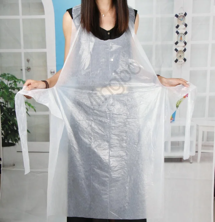 Waterproof Polyethylene Disposable Non Sterile Apron White and Blue ...