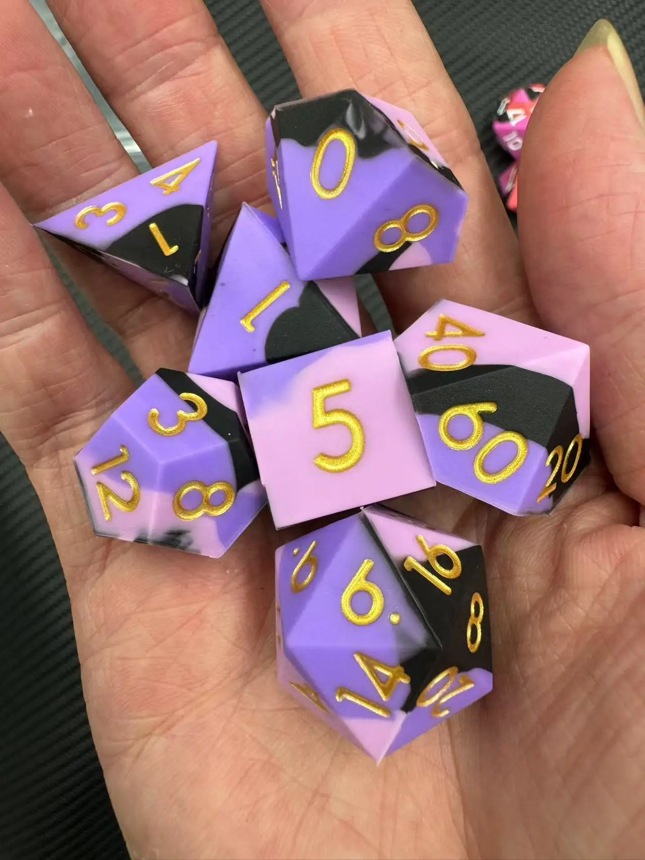 Standard Size Rubber Resin Polyhedral Dice 7pcs Key Chain Diy Run Group ...