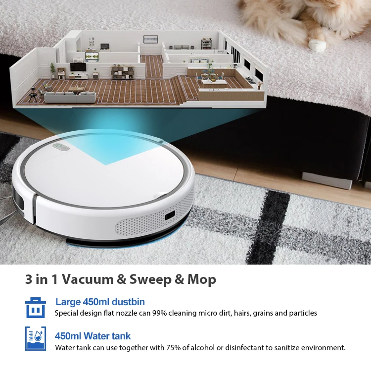 Smart Home Appliances Electric Robotic Vacuum Cleaner Mop Suction Hard ...