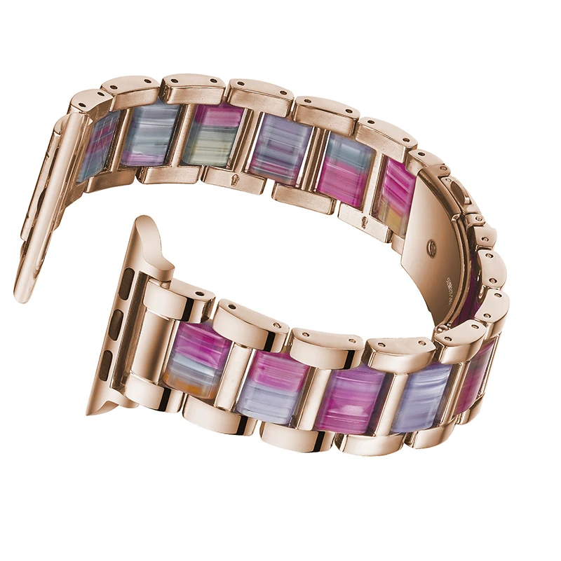Stock Metal Resin Stainless Steel Watch Band for Apple Watch 44MM 38MM ...