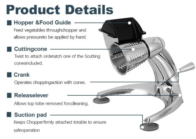 Manual Fruit Salad Machine Food Processor 5 In 1 Stainless Steel Salad ...