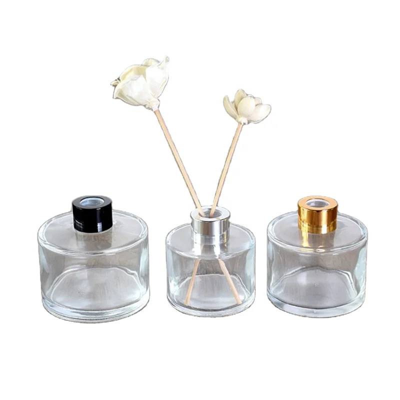 Luxury Round Clear Perfume Reed Glass Diffuser Bottle With Screw Lids ...