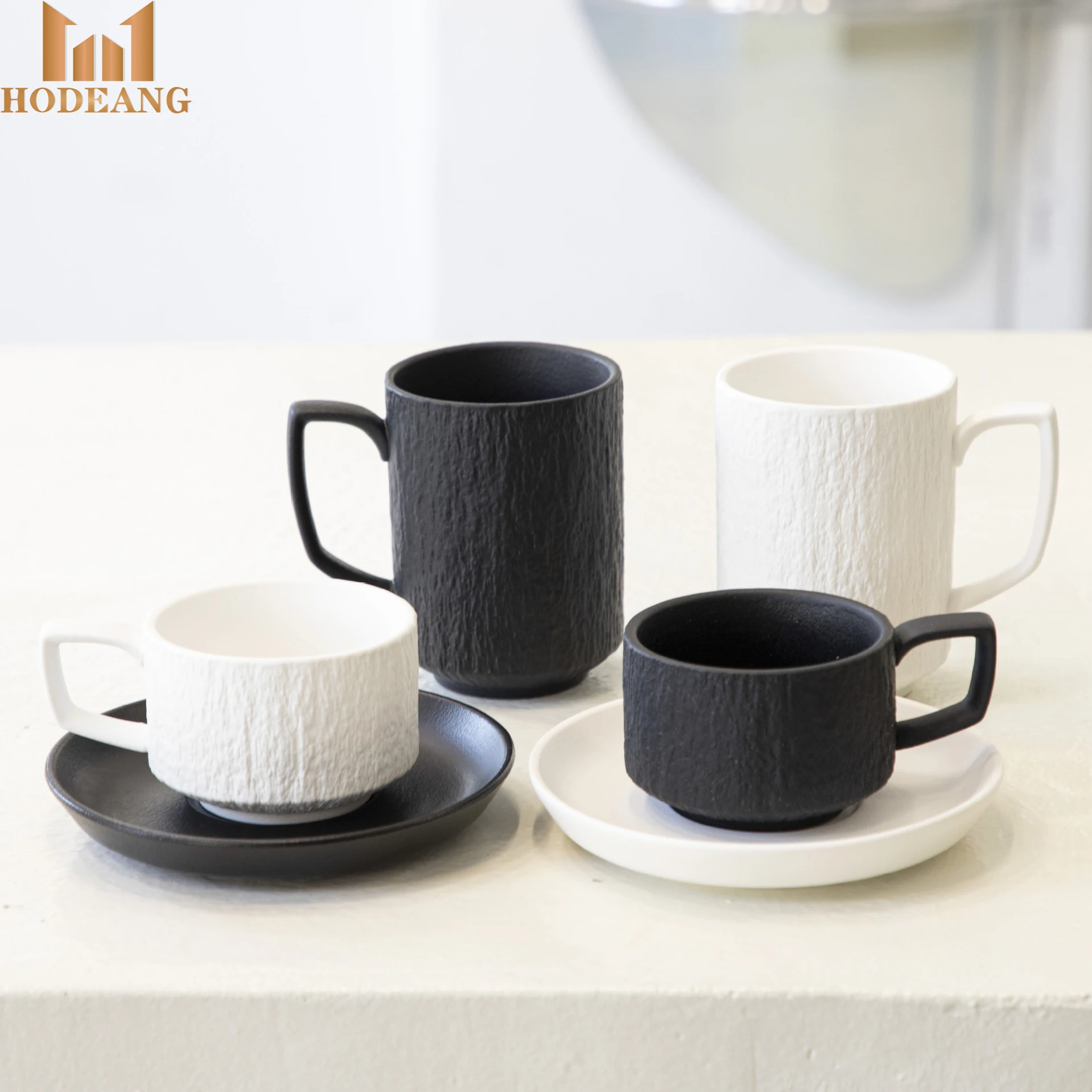 175ml Creative Black And White Stone Grain Coffee Cup And Saucer Set ...