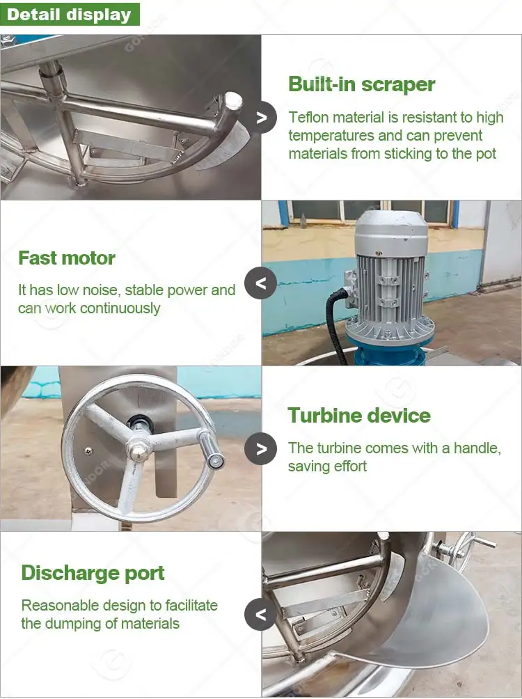 High Efficiency Boiler Sugar Caramel Jam Cooker Tilt Agitator