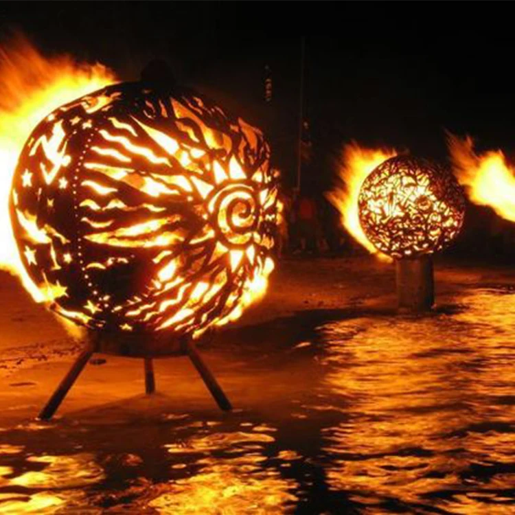 Outdoor Decoration Camping Corten Steel Metal Brazier Sphere Fire Pit ...