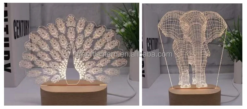 Customized Blank Acrylic Oval Shaped USB Wooden Base LED Night Lamp ...