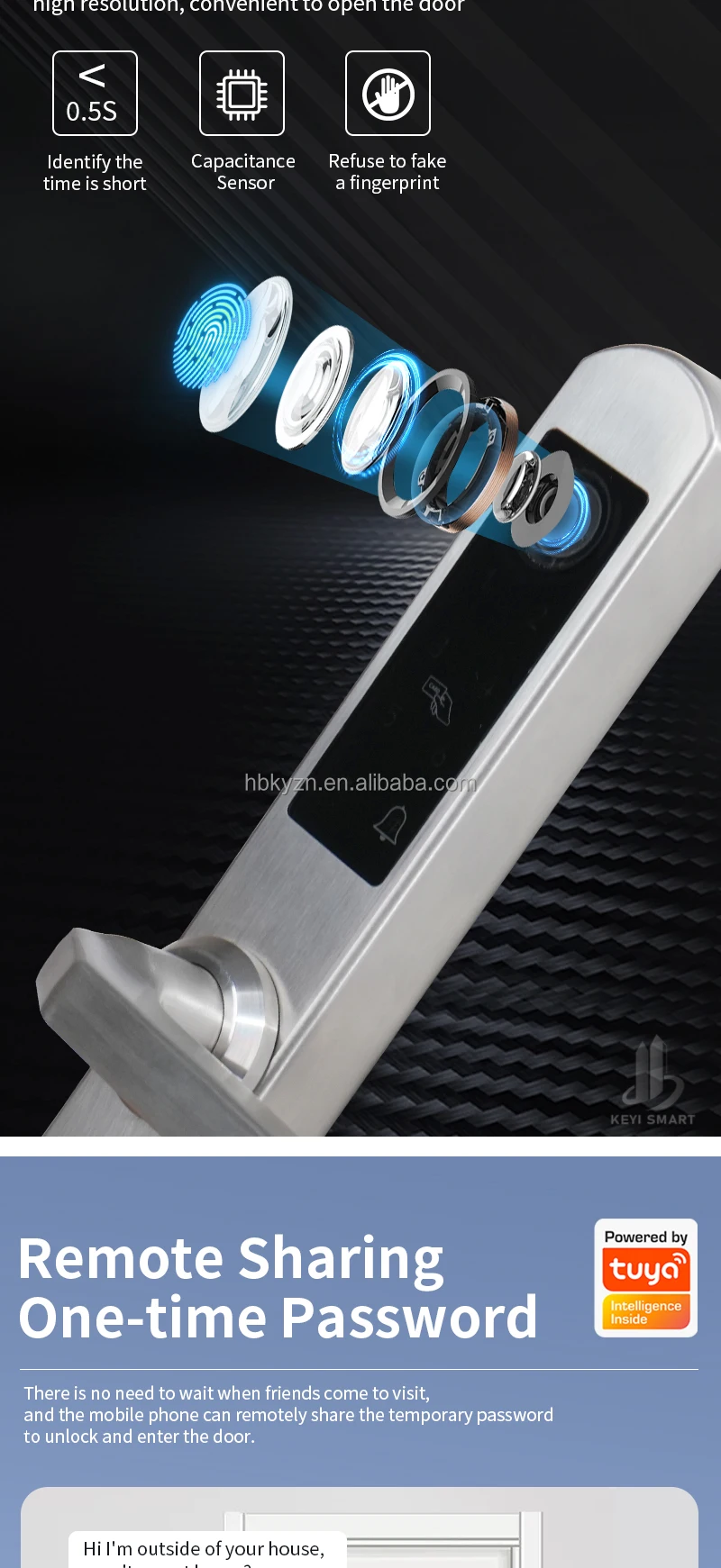 Tuya Fingerprint Smart Door Lock Stainless Steel 304 Break-bridge ...