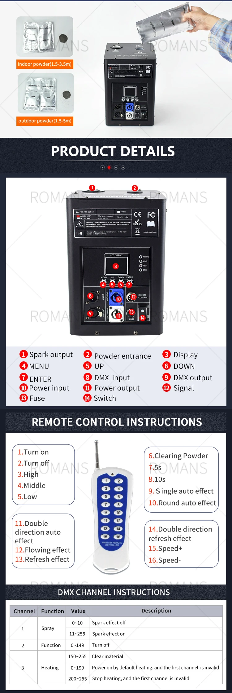 600w Mini Cold Spark Machine Wedding Cold Firework Machine For Party ...