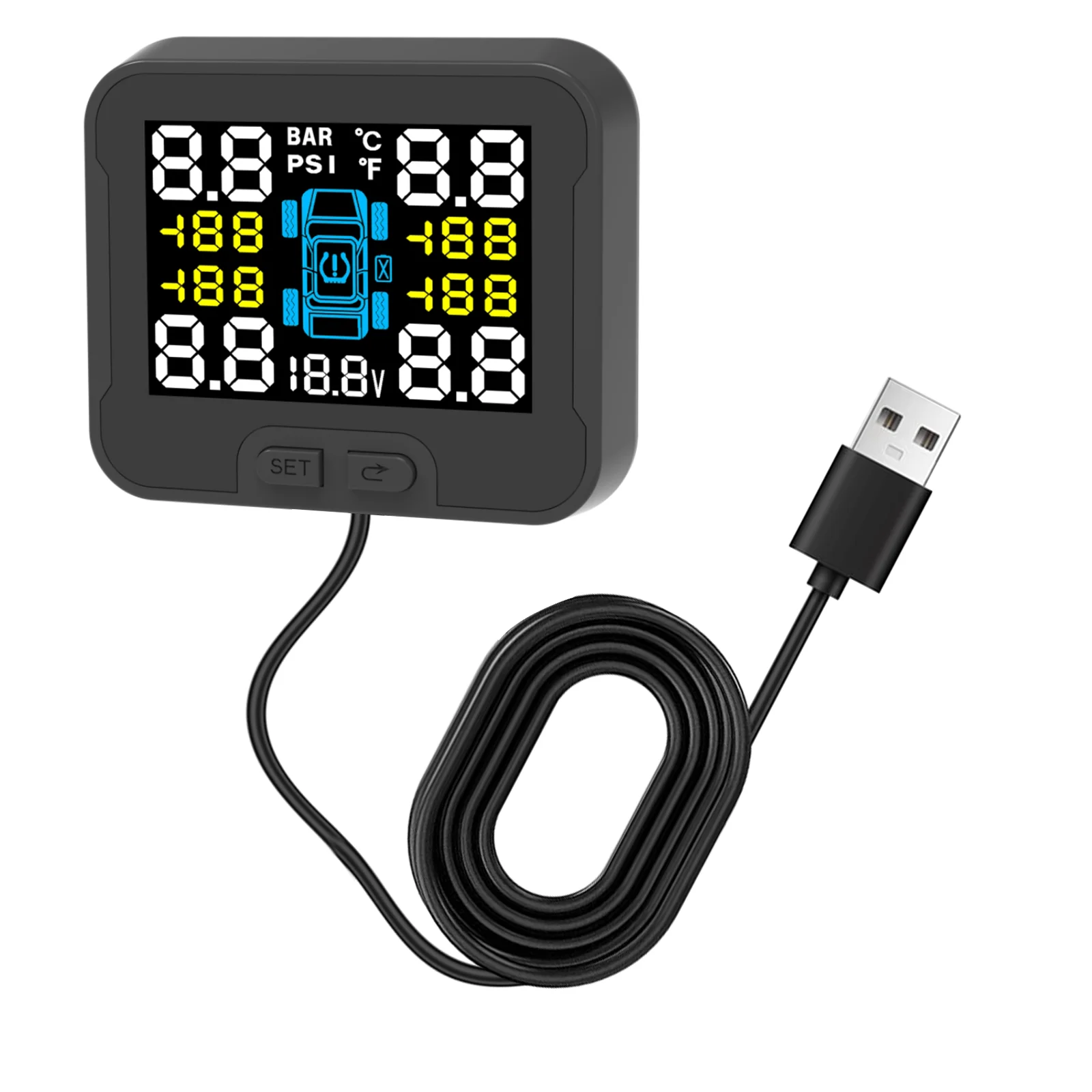 USB Wireless TPMS Tire Pressure Monitoring System Internal Sensor for 4 ...