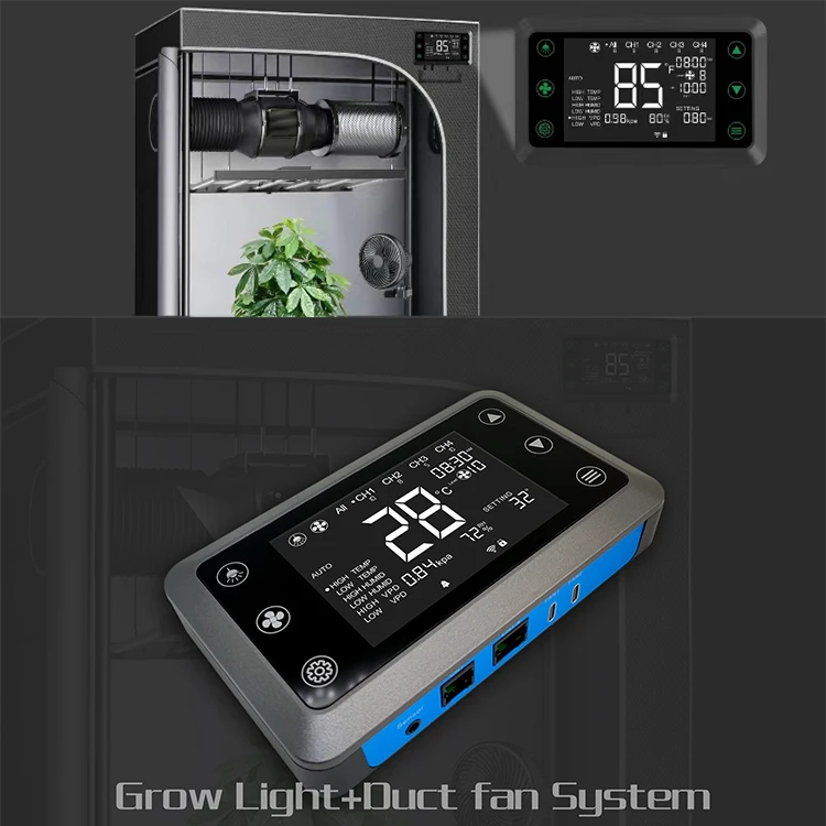 Duct Fan System Grow Light Controller 4 Channel RJ45 RJ14 Indoor Greenhouse Timer 0-10V Dimmable ...