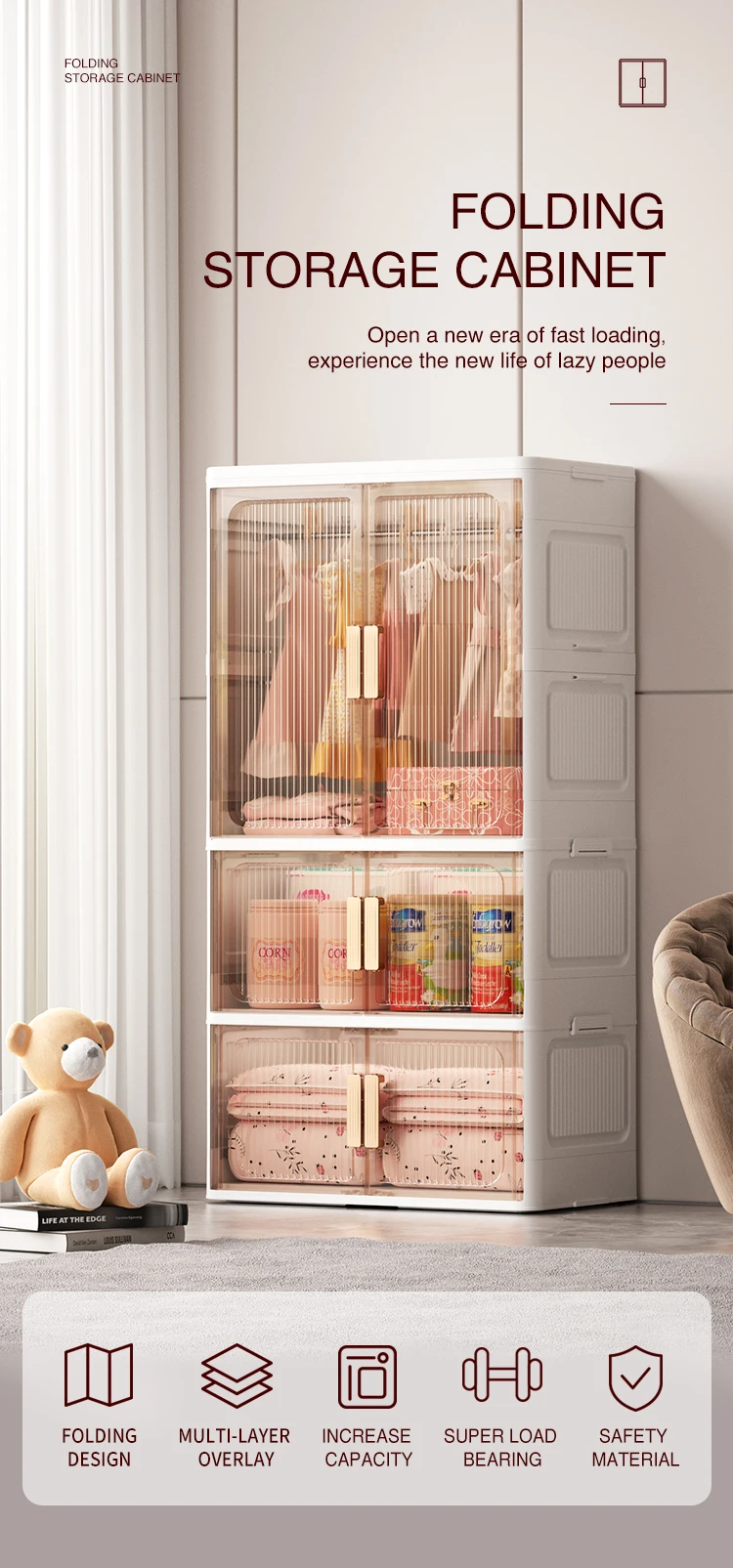 Foldable Storage Cabinet Containers Folding Storage Box Collapsible ...