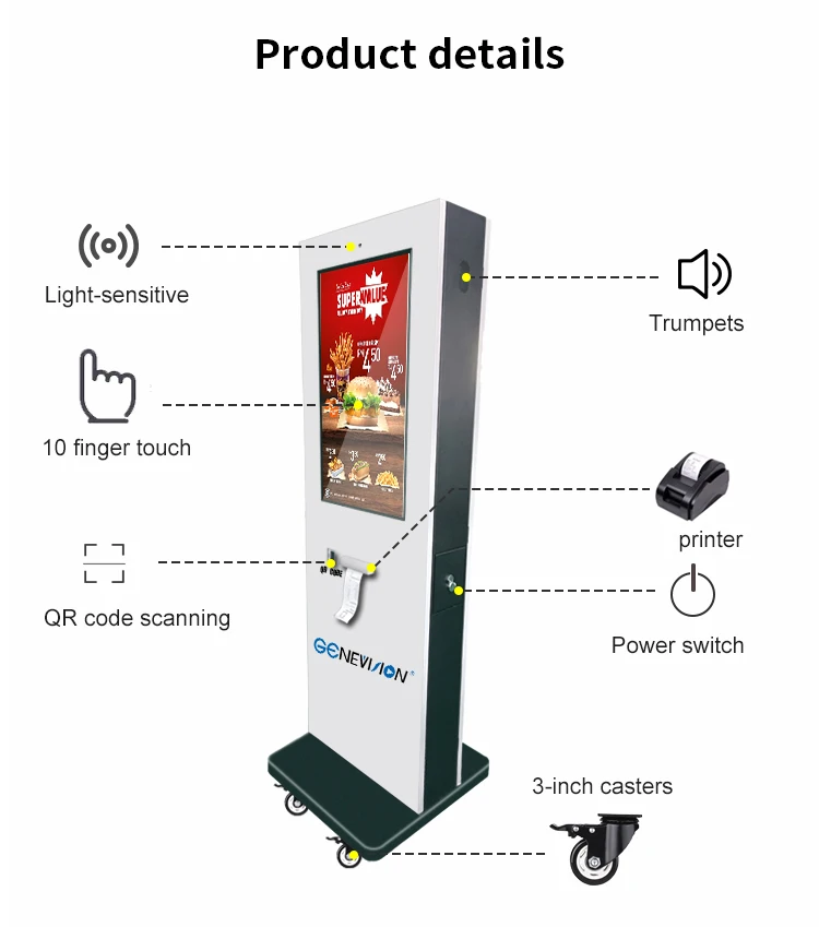 32" Floor Stand IP65 Waterproof Outdoor Restaurant Touch Screen ...