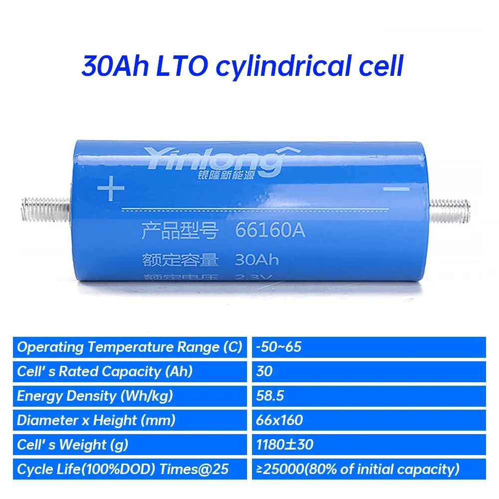 Yinlong 66160H 2.3v 40ah Lithium Titanate Battery - 3year Warranty