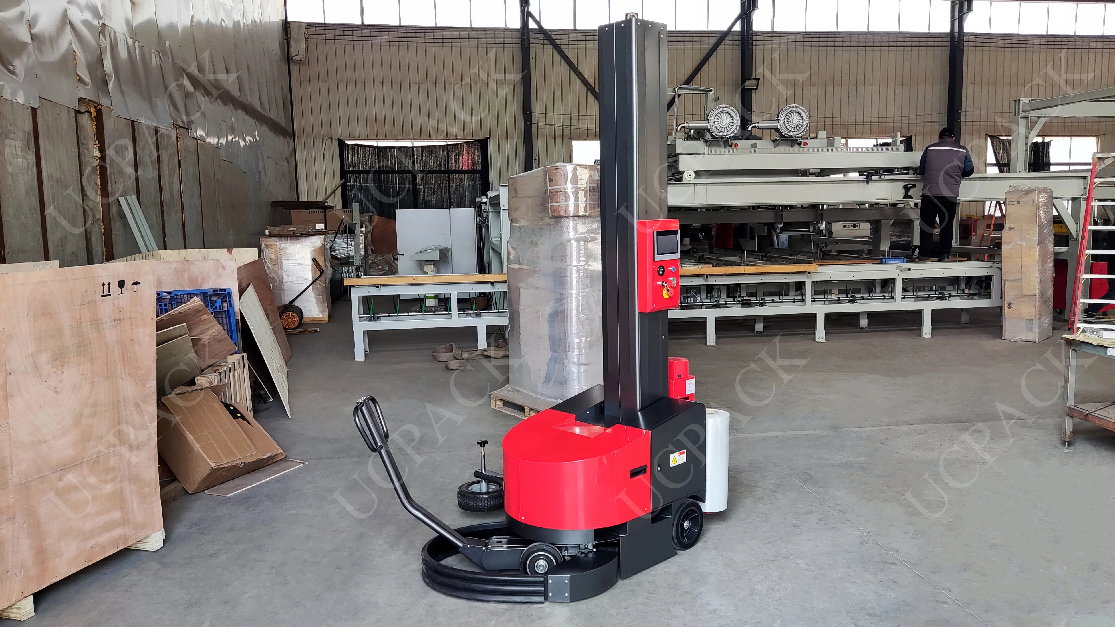 Self Propelled Mobile Manual Robot Pallet Stretch Film Wrapper