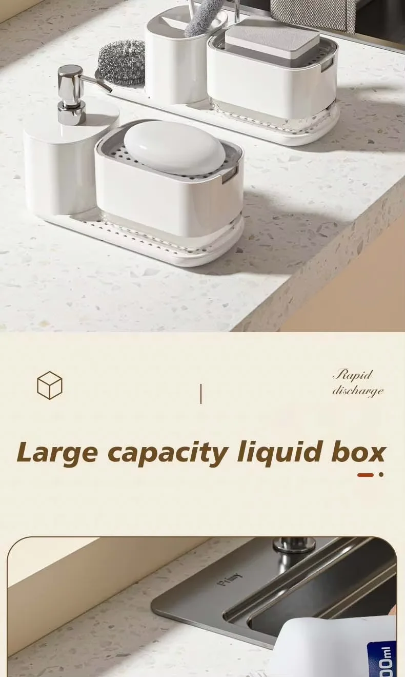 Kitchen Storage Rack with Plastic Dishwashing Liquid Dispensing Box ...