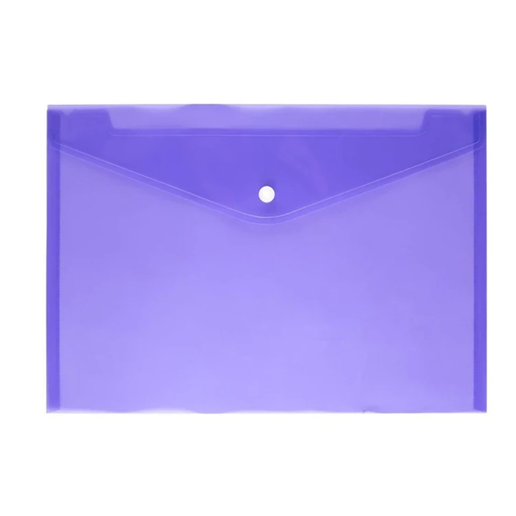 A4 Size Transparent Button File Bag with Name Pocket