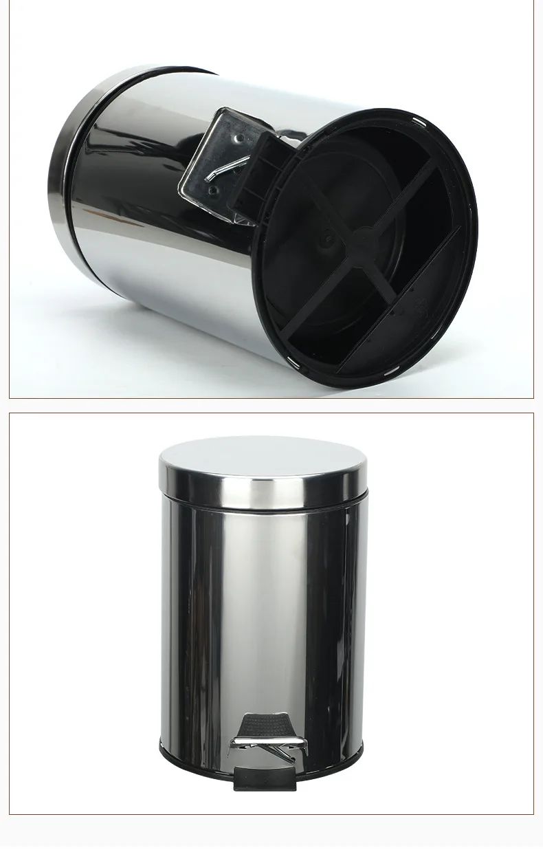 Stainless Steel Round Foot Pedal Dustbin Kitchen Trash Can Waste ...